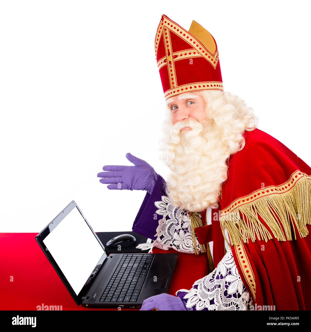 Sinterklaas with notebook. isolated on white background. Dutch ...