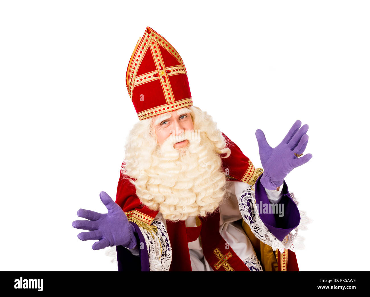 Portrait of Saint Nicholas. Isolated on a white background Stock Photo ...