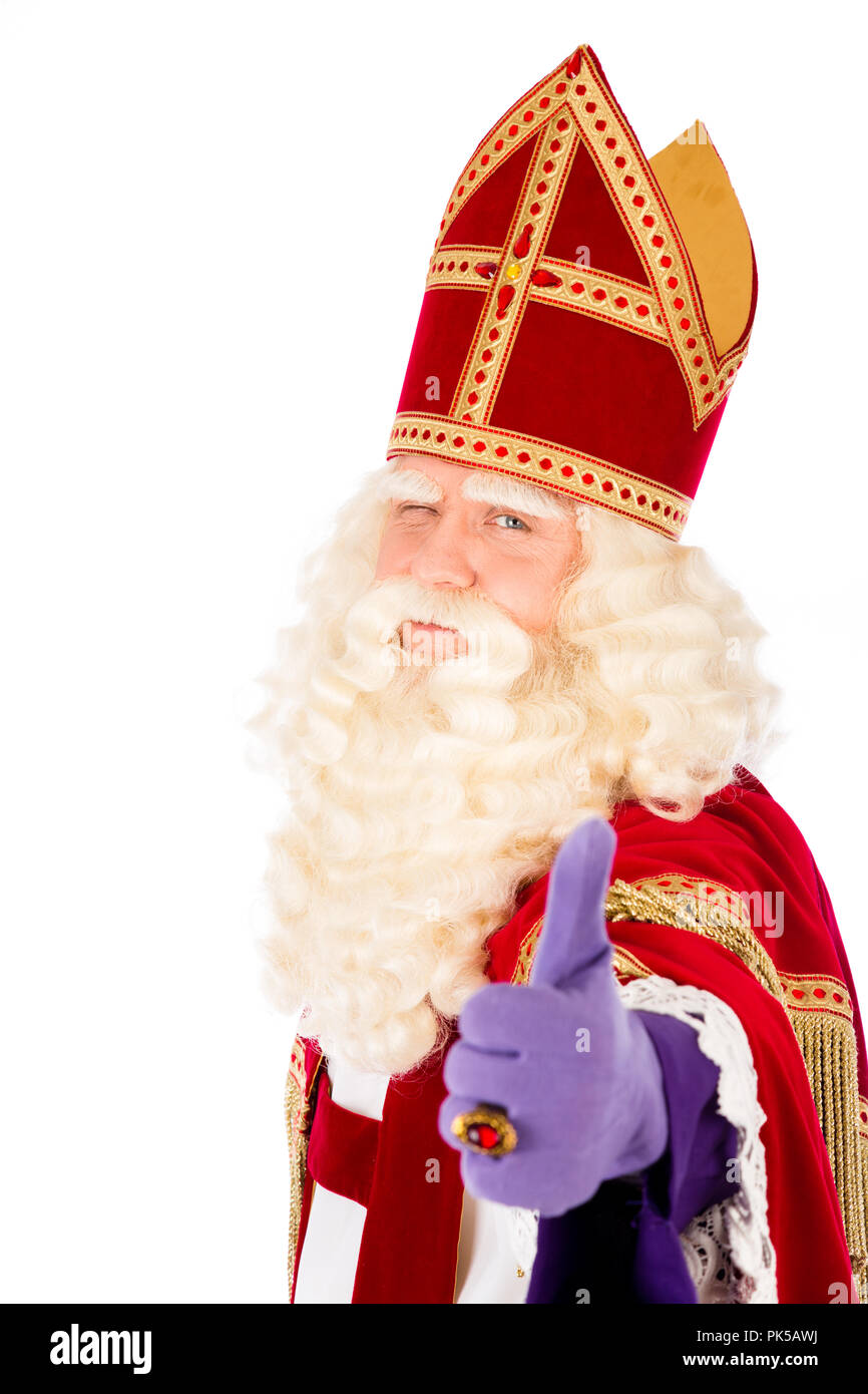 Dutch saint Nicholas portrait. Thumbs up. isolated on white background ...