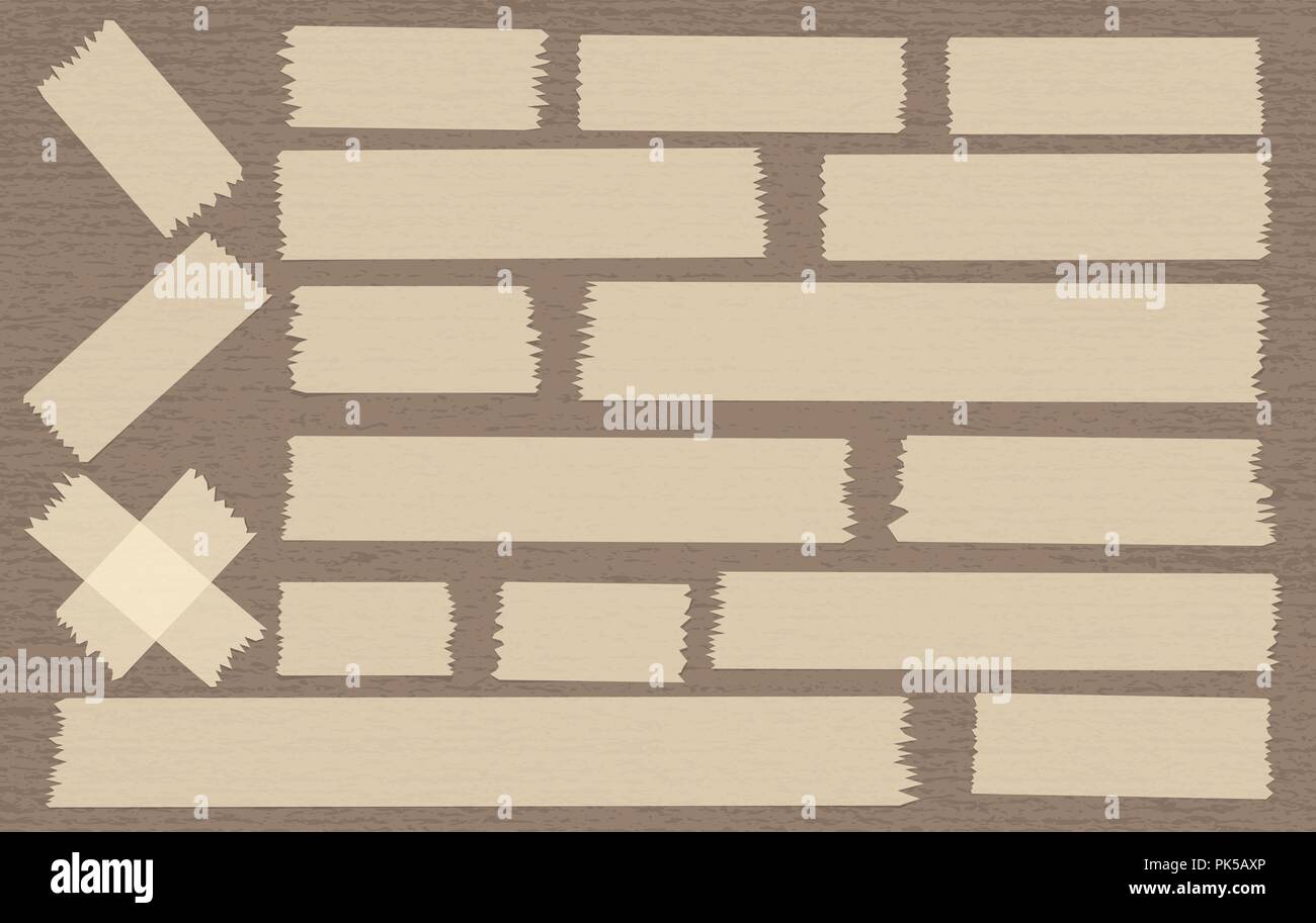 Brown adhesive, sticky, masking, duct tape strips for text on spotted ... Brown adhesive, sticky, masking, duct tape strips for text on spotted ...