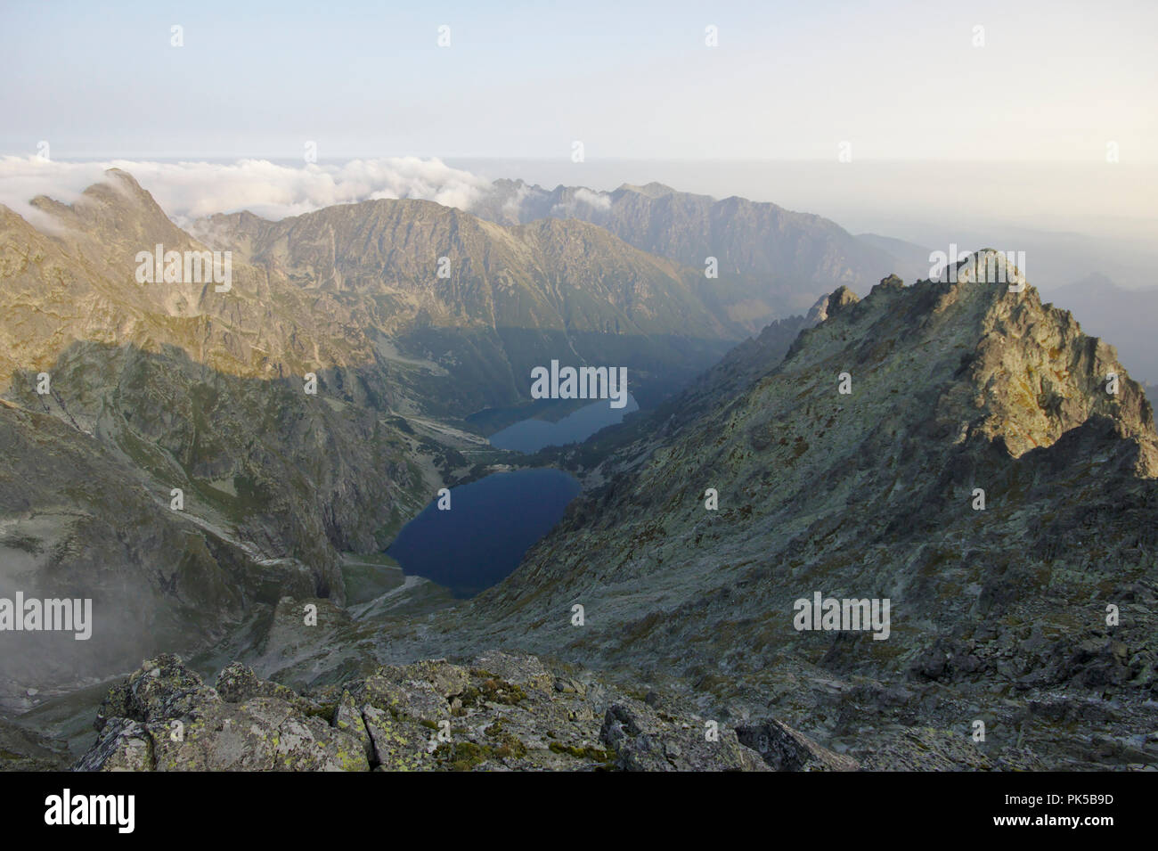View from Rysy to the lakes Morskie Oko and Czarny Staw pod Rysami ...