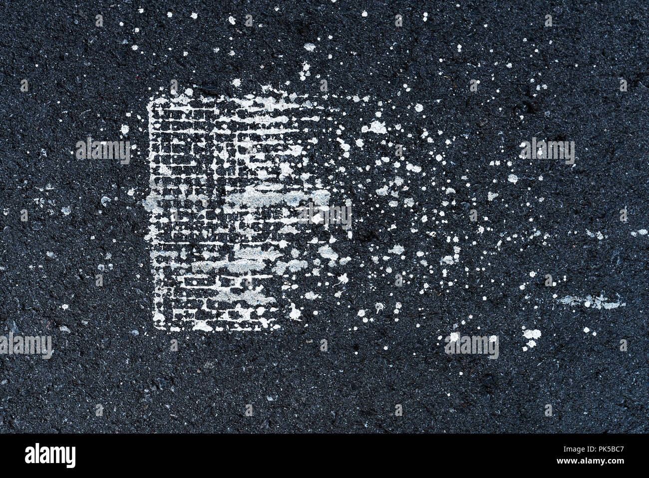 Grunge asphalt background with paint splash marks, top view urban ...