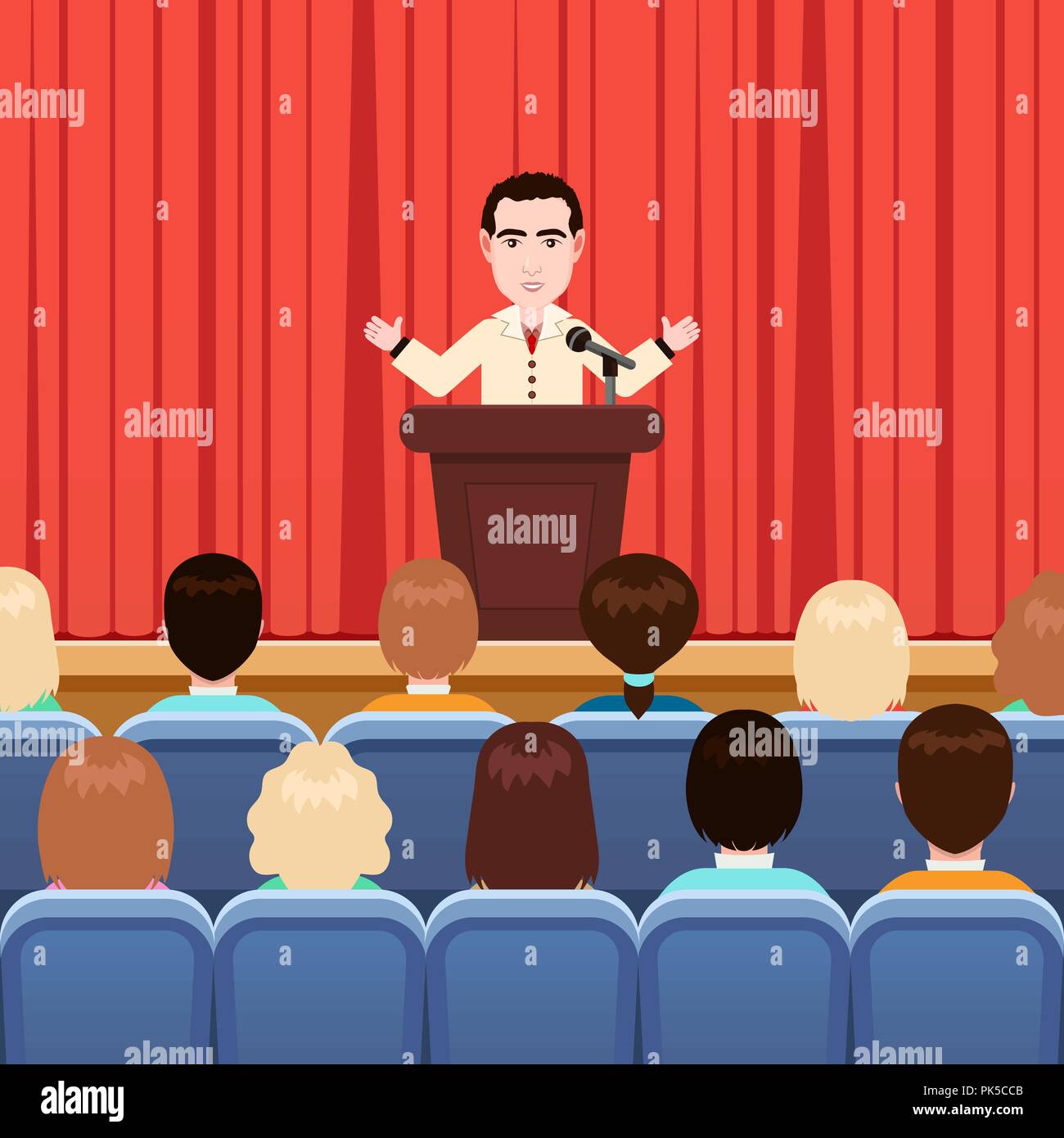 Man are protrude in meeting room, vector illustration, flat cartoon ...