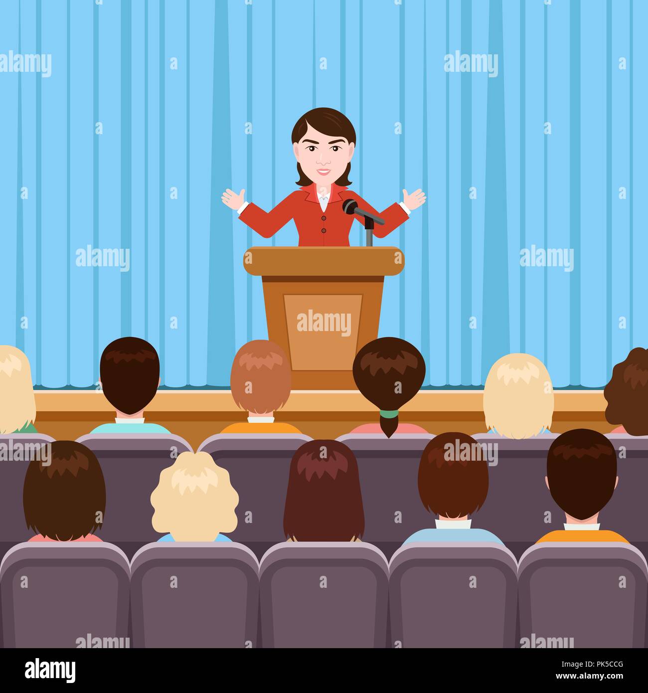 Woman are protrude in meeting room, vector illustration, flat cartoon ...
