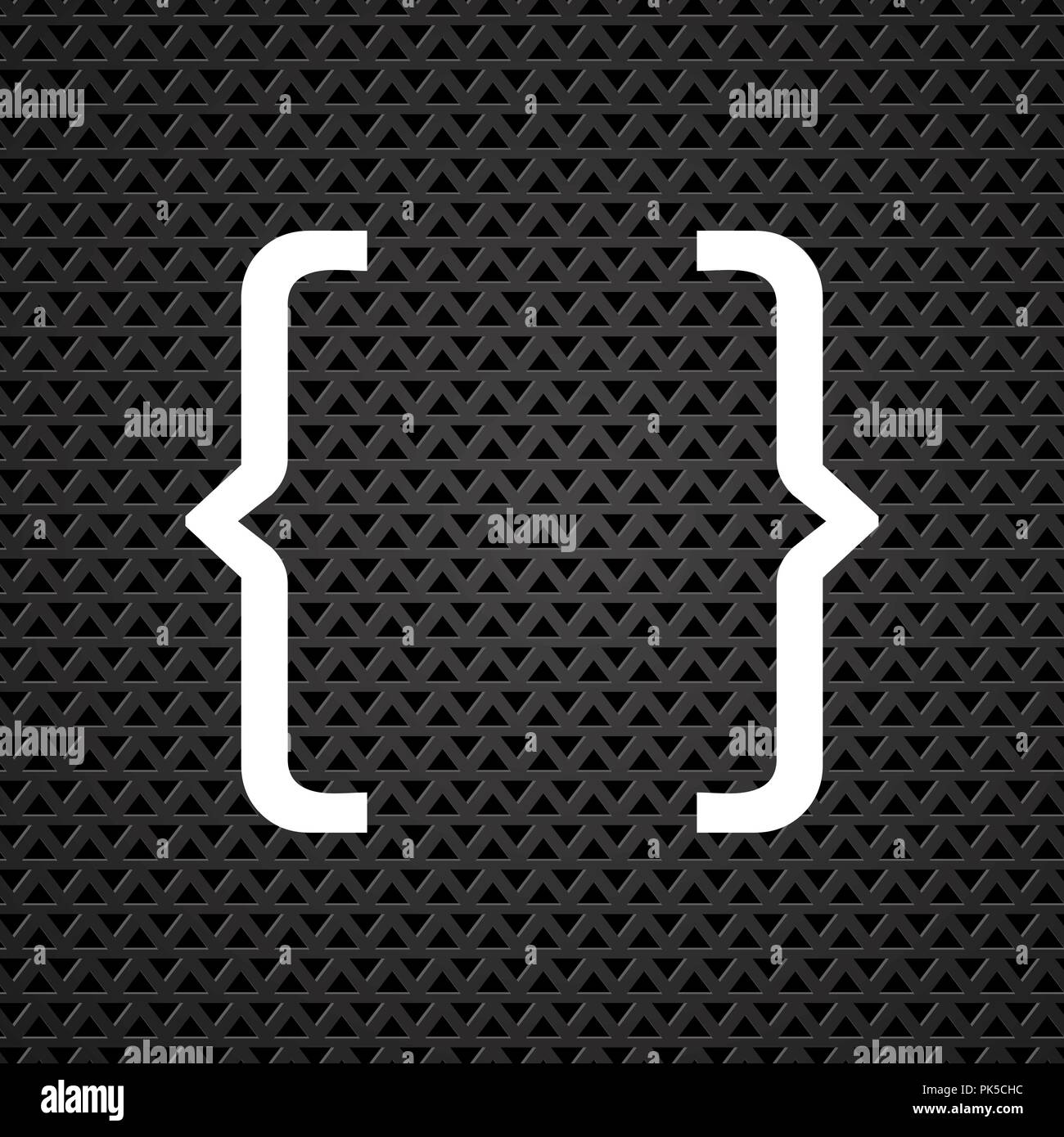 White Curly Bracket Icon on Perforated Background Stock Vector Image ...