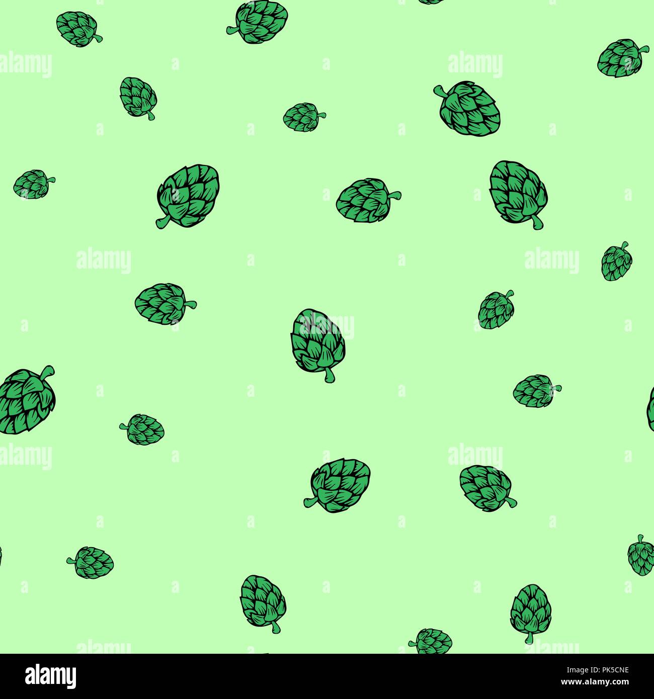 Hop pattern seamless. Vector illustration. Light green background Stock ...