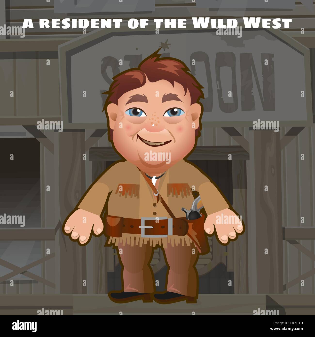 A resident of the wild West. An armed man stands in the background of ...