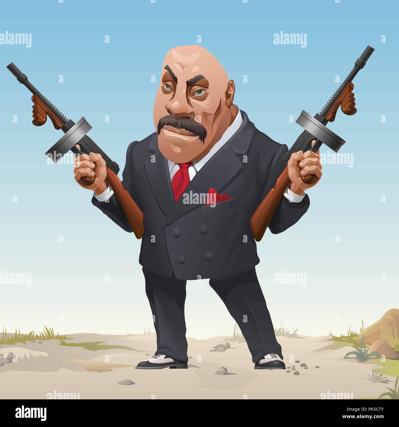 Cartoon Gangsters With Guns