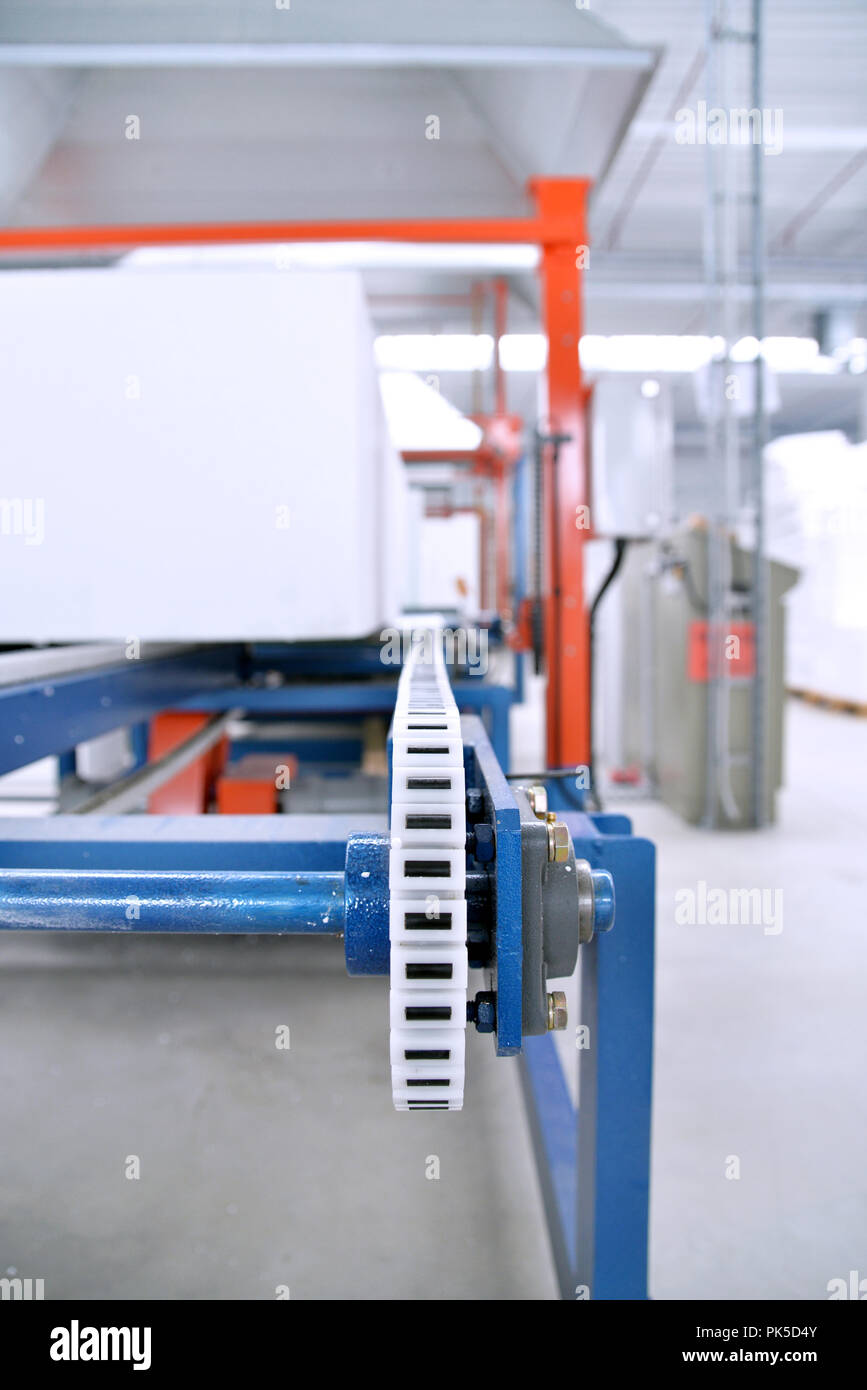 interior and machinery in a factory for the production of styrofoam ...