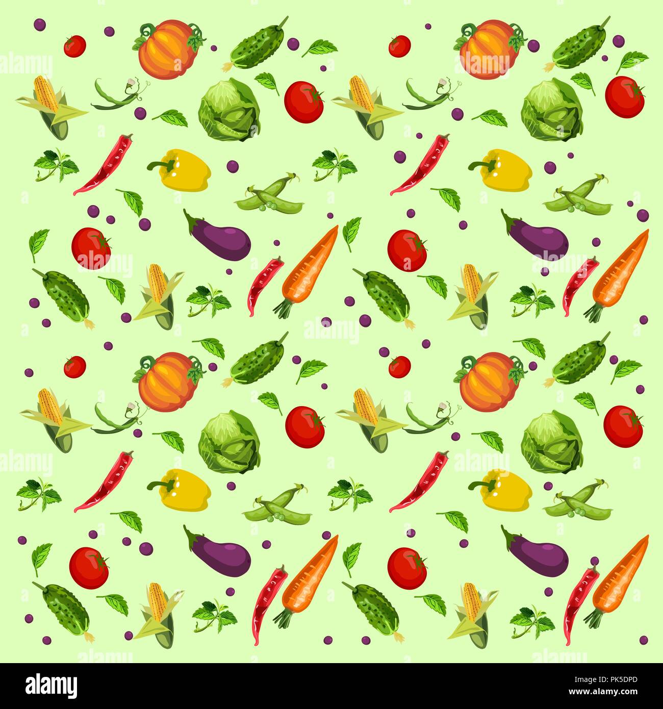 Texture of ripe vegetables and herbs isolated on green background ...