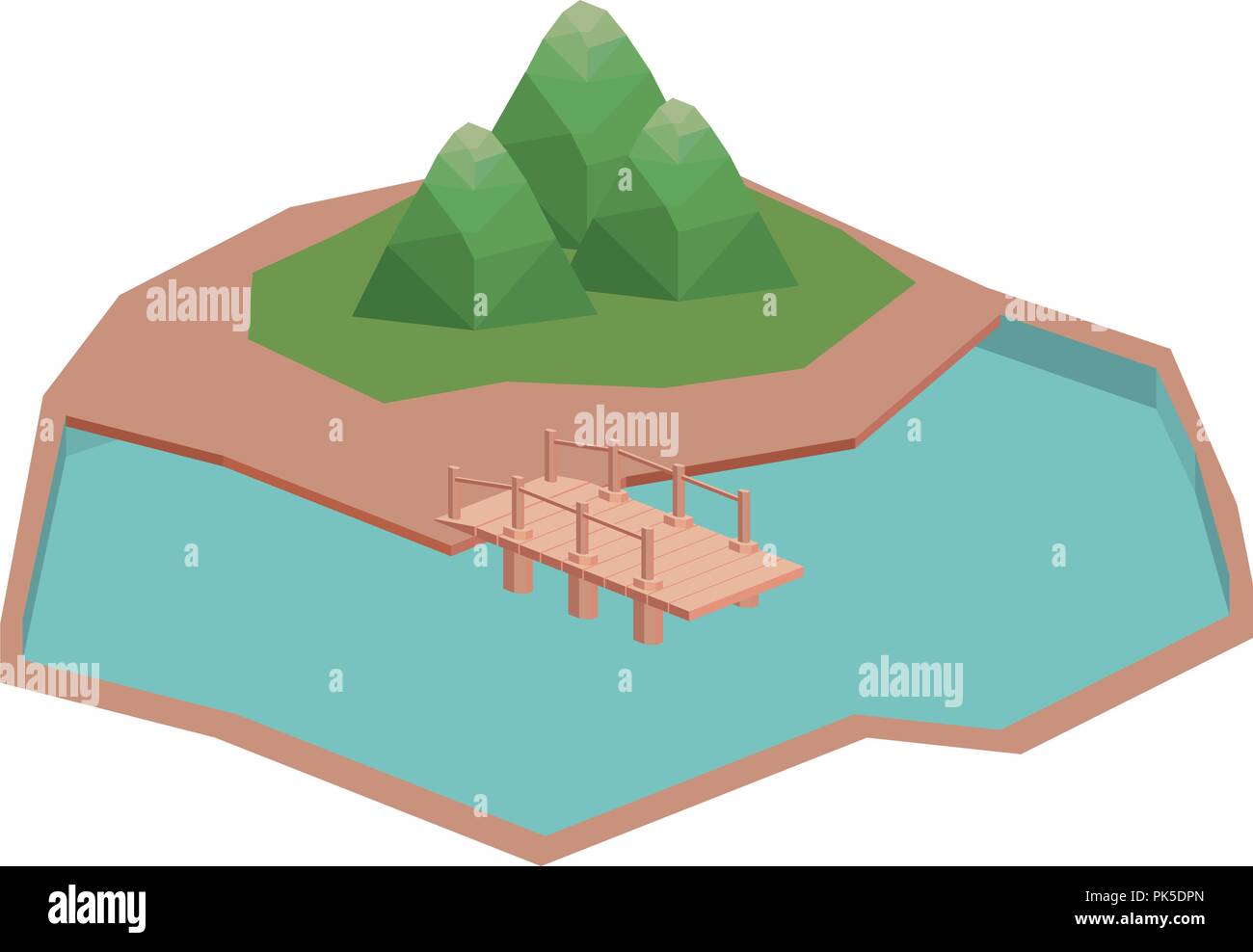 isolated and isometric mountain and lake design Stock Vector Image ...