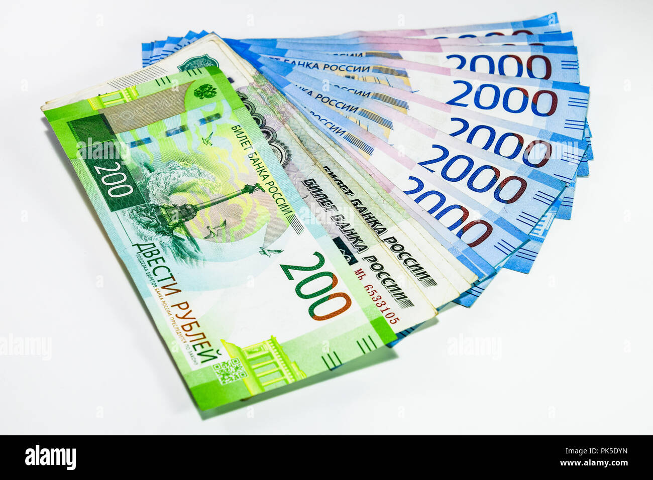 Russian new denominations of 2000 and 200 rubles. Russian banknotes ...