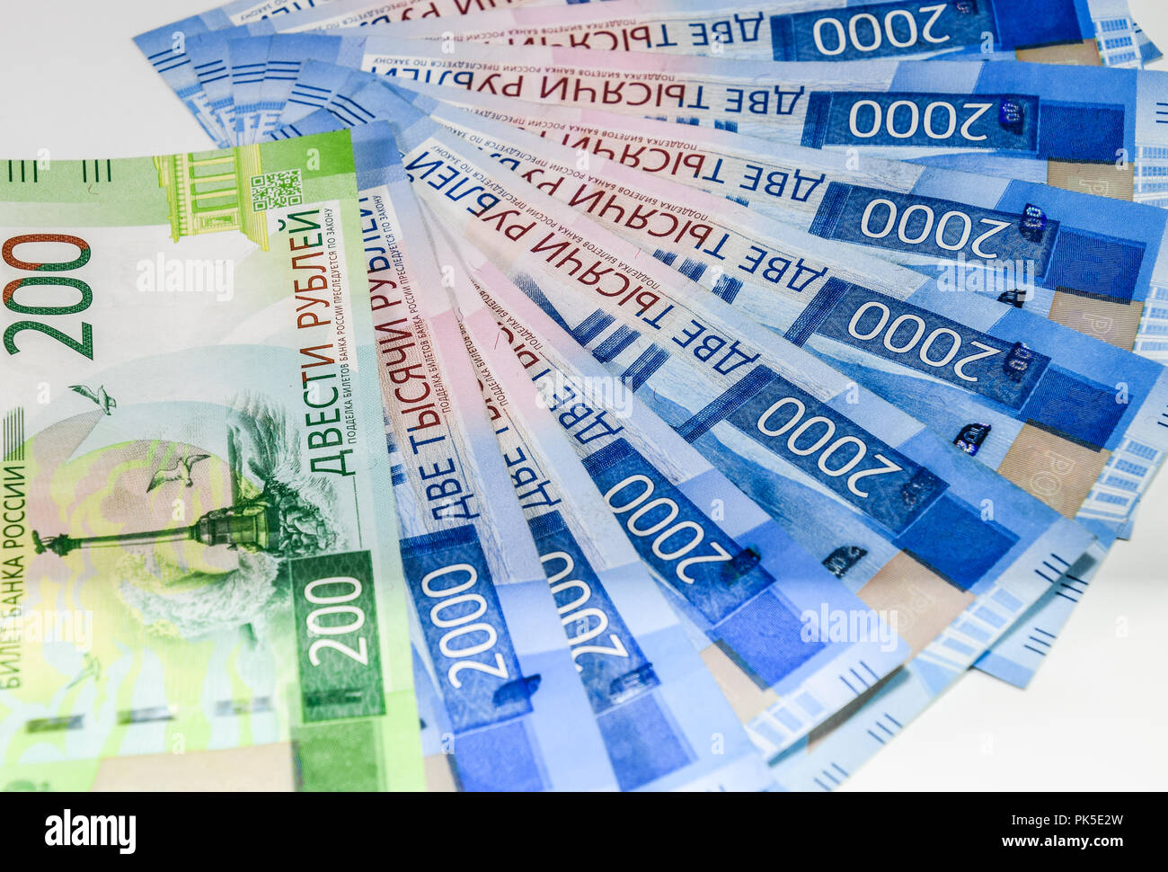 Russian new denominations of 2000 and 200 rubles. Russian banknotes ...