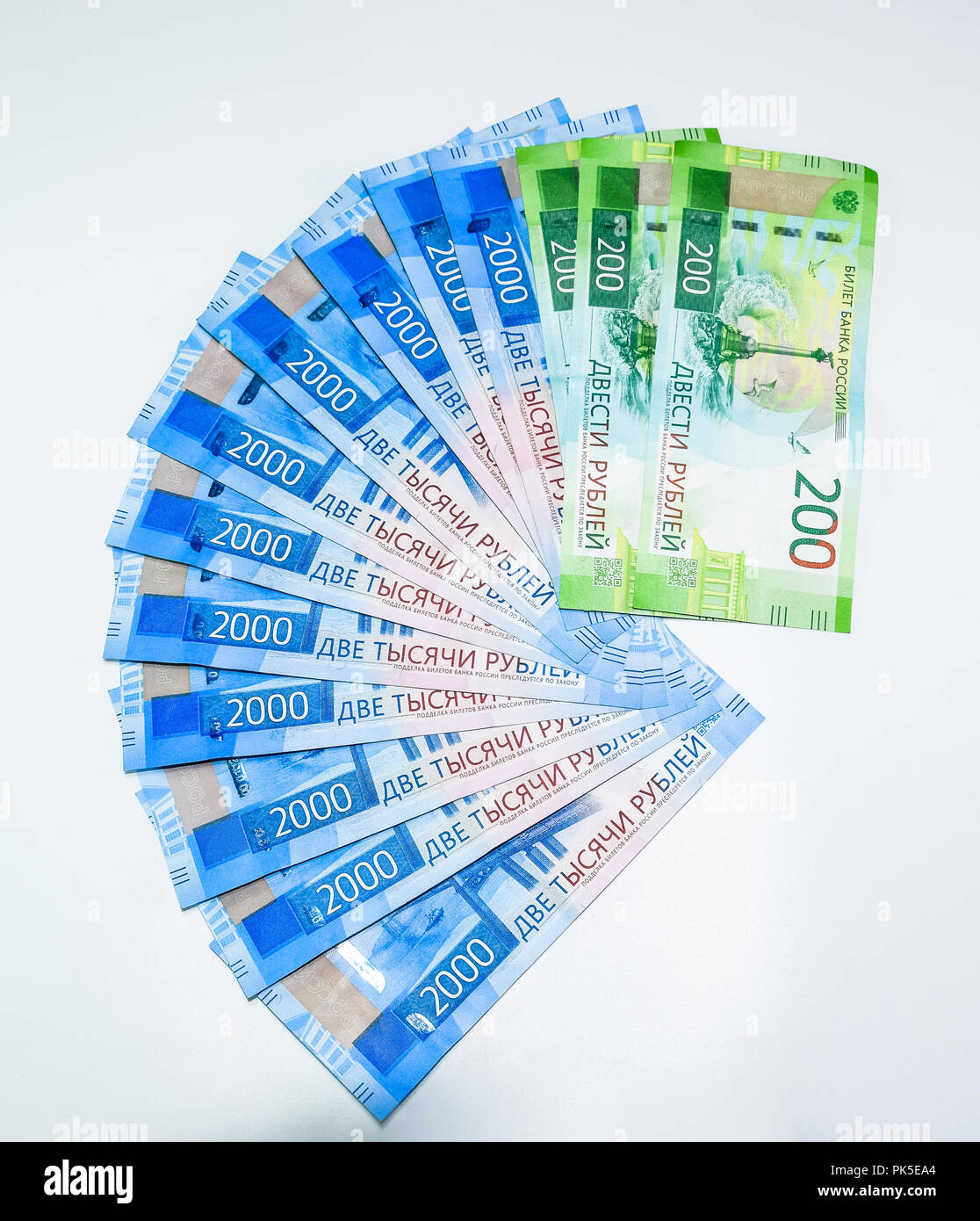 Russian new denominations of 2000 and 200 rubles. Russian banknotes ...