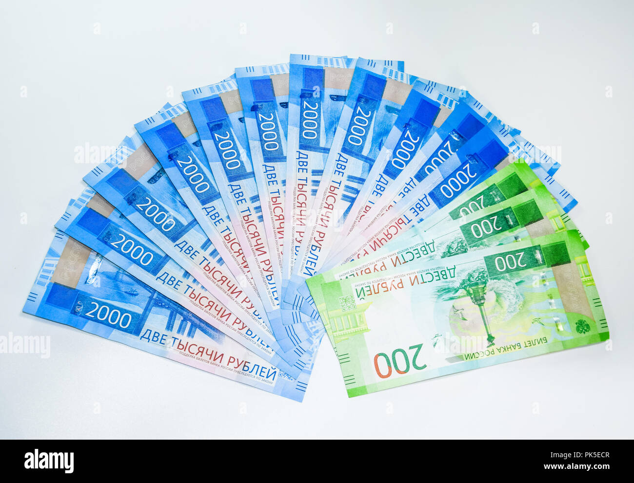 Russian new denominations of 2000 and 200 rubles. Russian banknotes ...