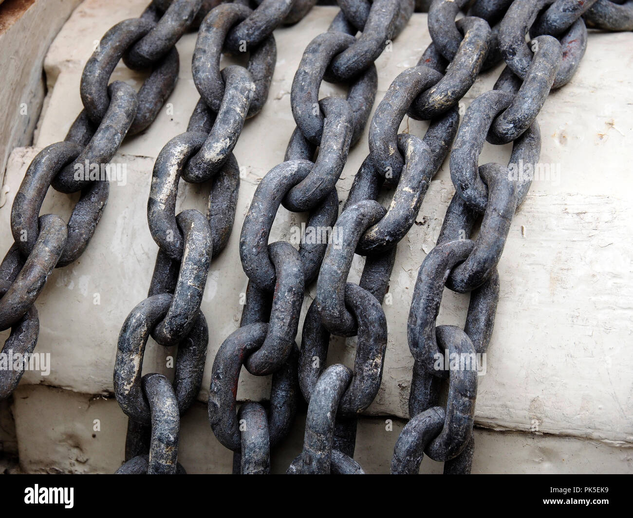 Iron chains, part of the lifting gear for a drawbridge style canal ...