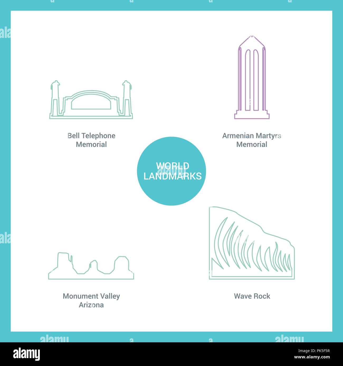 World Famous landmarks and monuments design with white background ...
