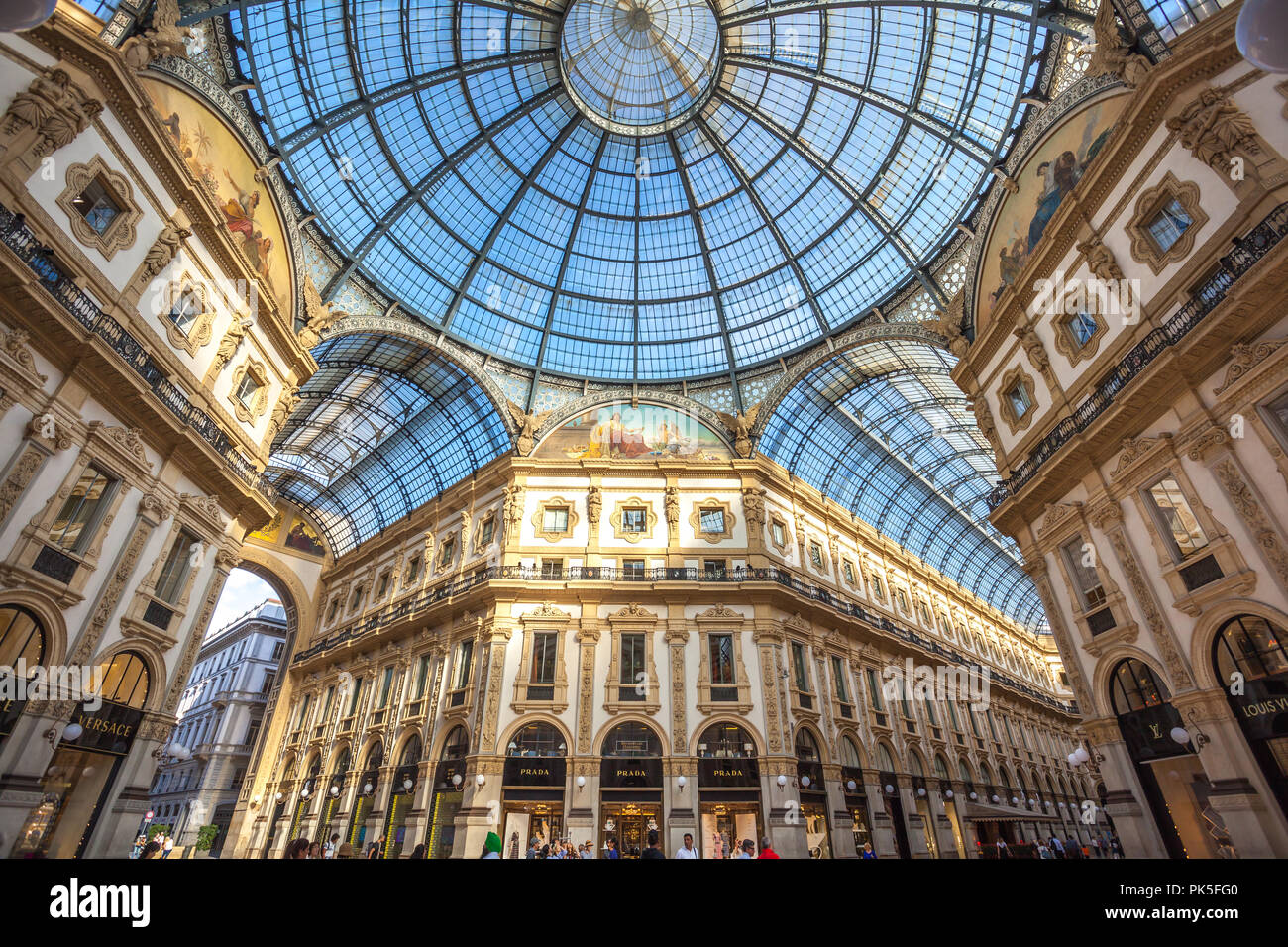 interior of the Vittorio Emanuele II Gallery, square Duomo, in the city ...