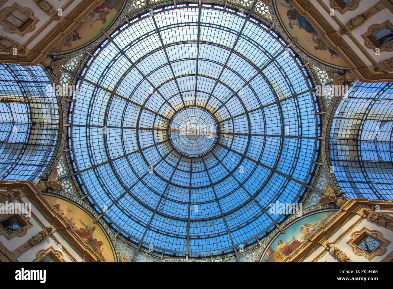 interior of the Vittorio Emanuele II Gallery, square Duomo, in the city ...