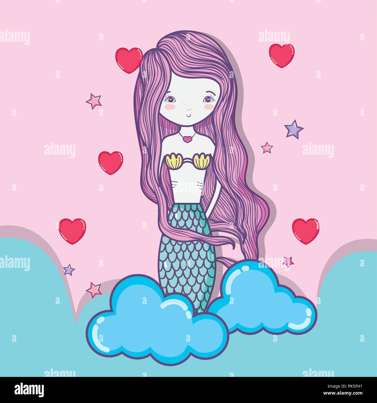 Mermaid cute drawing Stock Vector Image & Art - Alamy