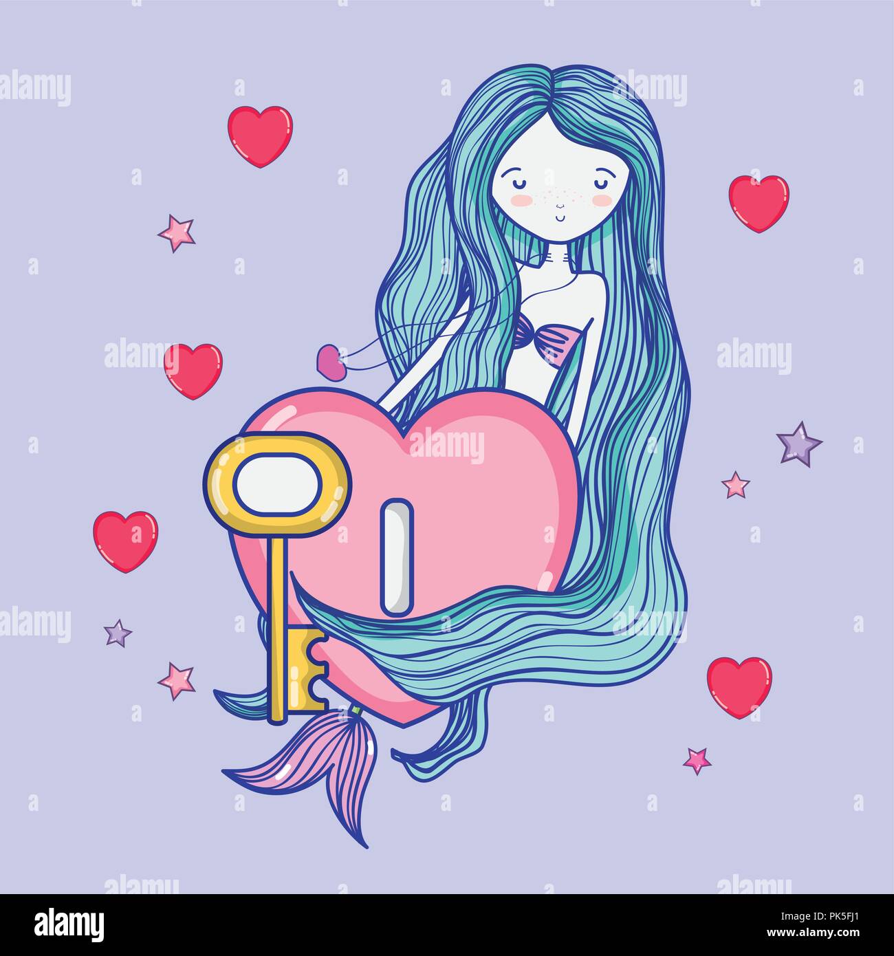 Mermaid cute drawing Stock Vector Image & Art - Alamy