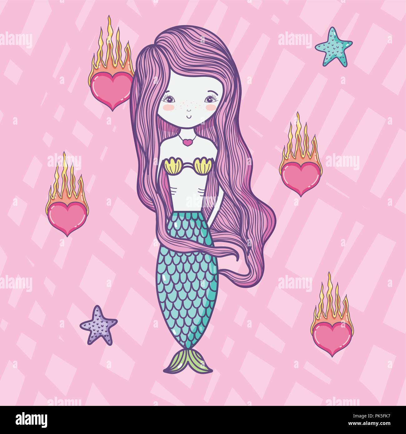 Mermaid cute drawing Stock Vector Image & Art - Alamy