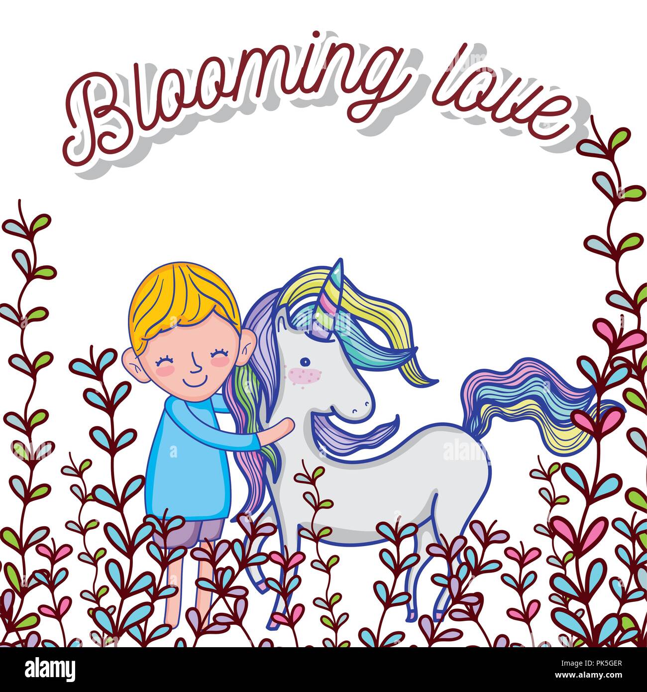 Boy and unicorn cute cartoons Stock Vector Image & Art - Alamy