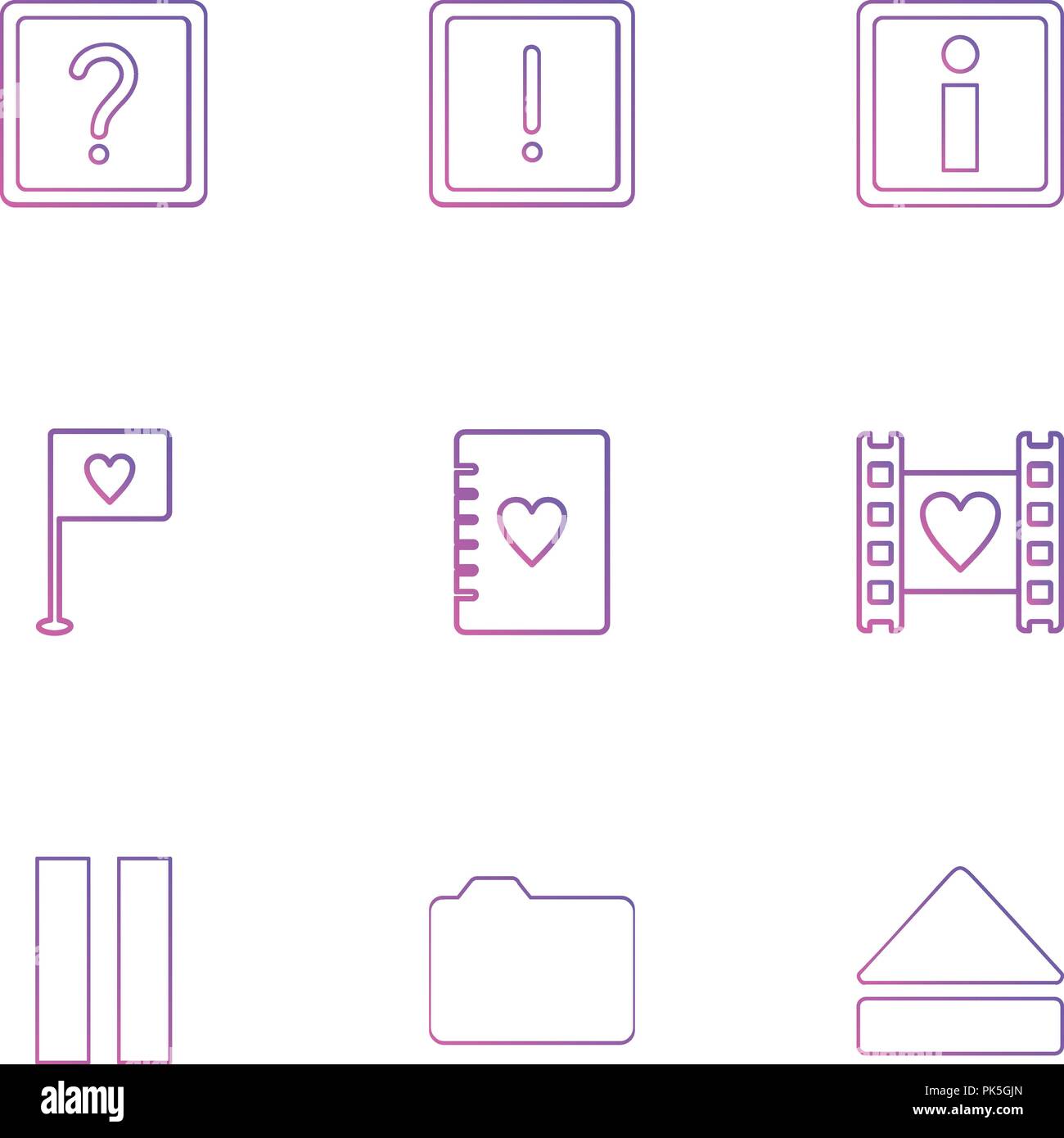 question mark , error , love , flag , heart , pause , folder , up ...