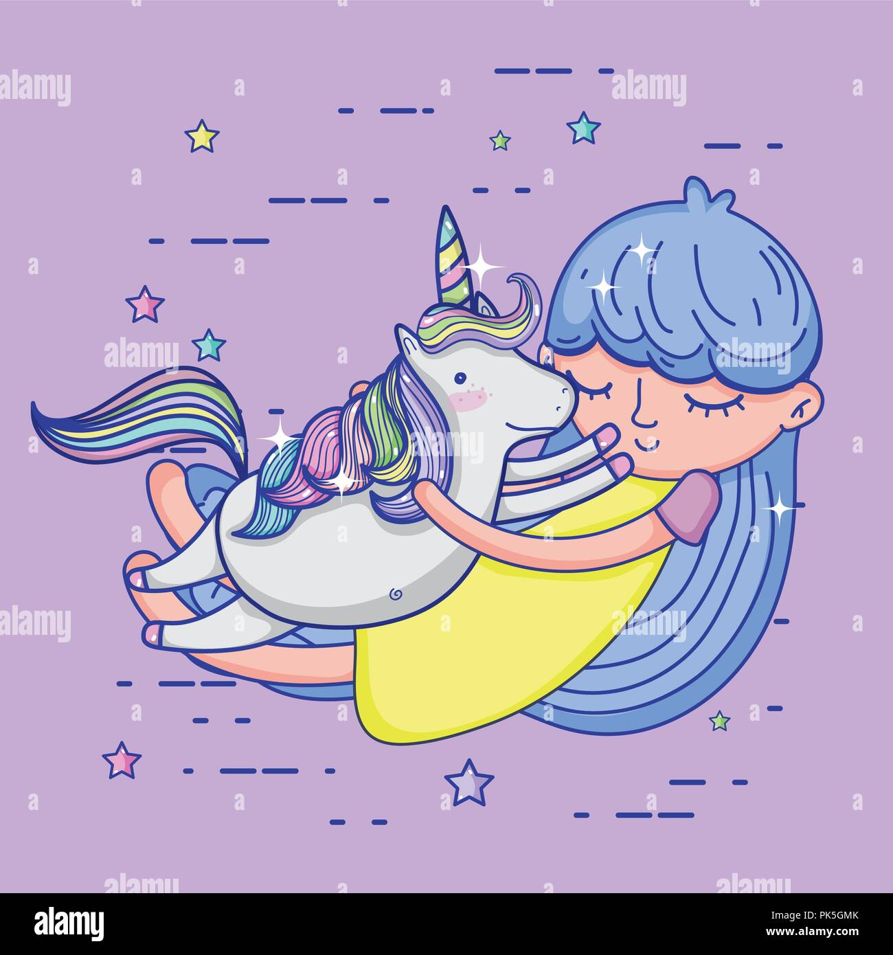 Boy and unicorn cute cartoons Stock Vector Image & Art - Alamy