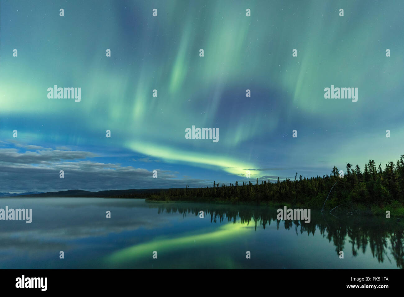 Aurora Borealis over Paxson Lake in Interior Alaska Stock Photo - Alamy
