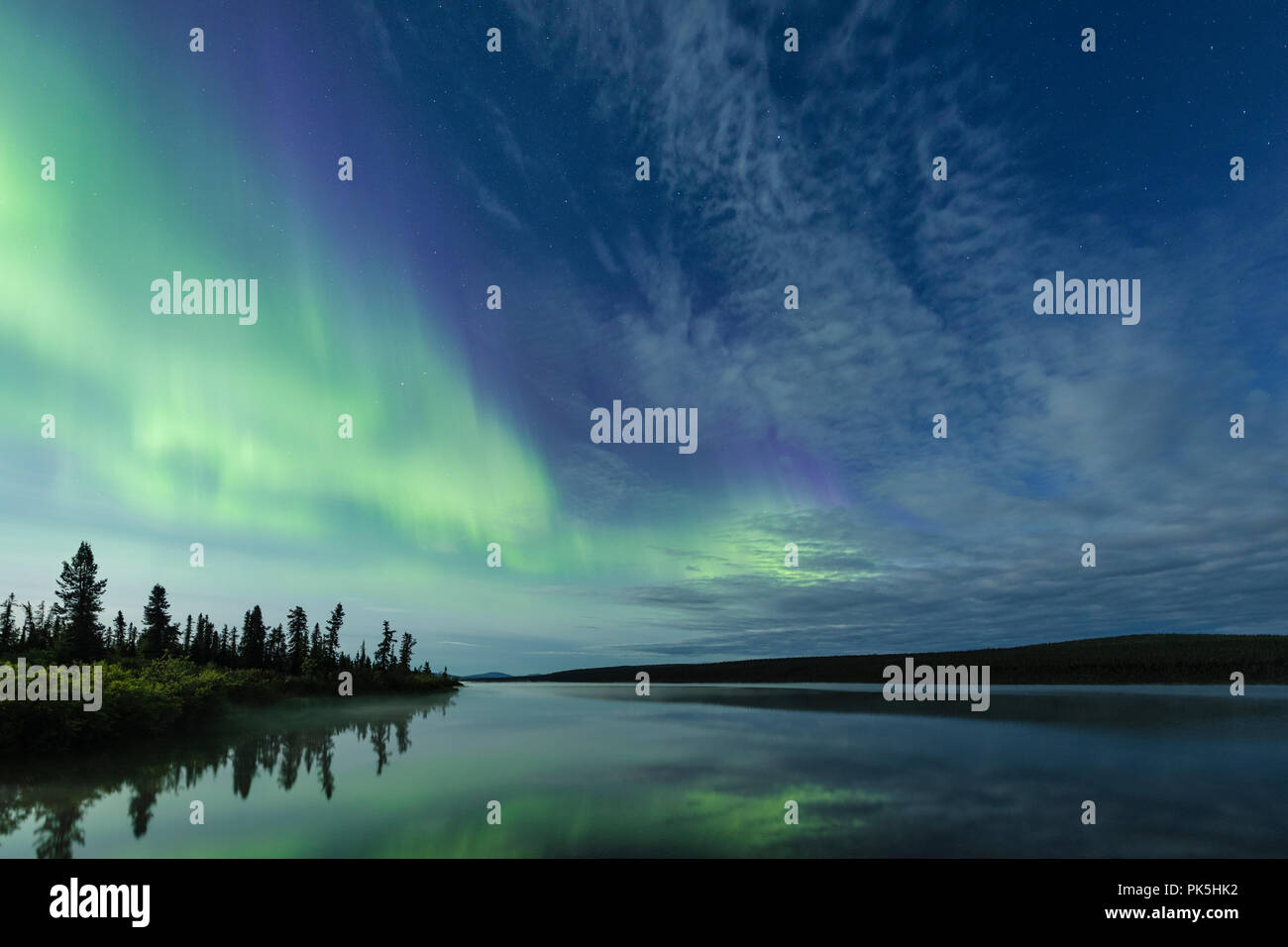 Aurora Borealis over Paxson Lake in Interior Alaska Stock Photo - Alamy