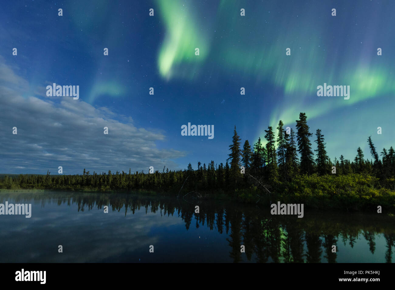 Aurora Borealis over Paxson Lake in Interior Alaska Stock Photo - Alamy