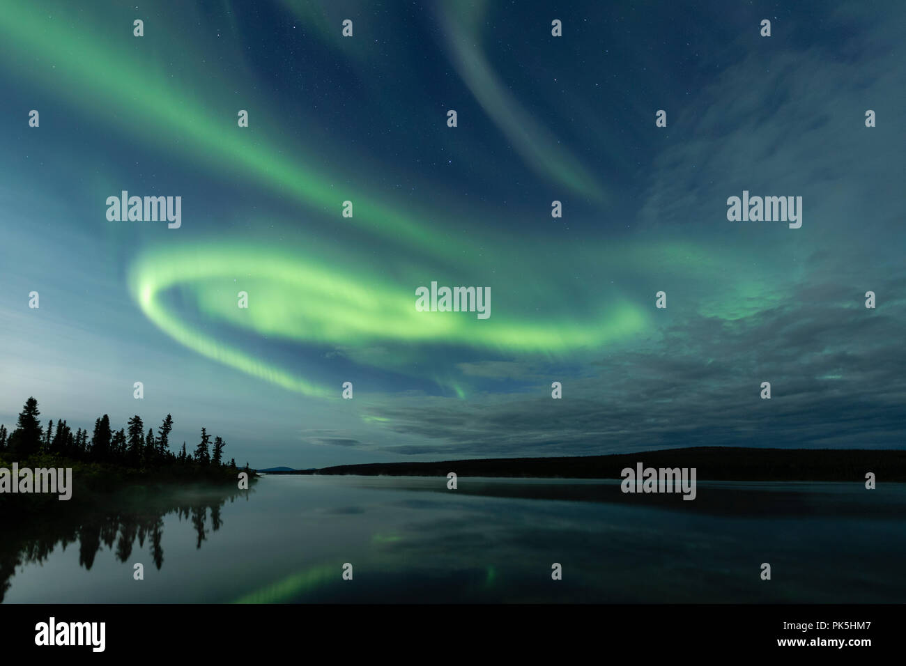Aurora Borealis over Paxson Lake in Interior Alaska Stock Photo - Alamy