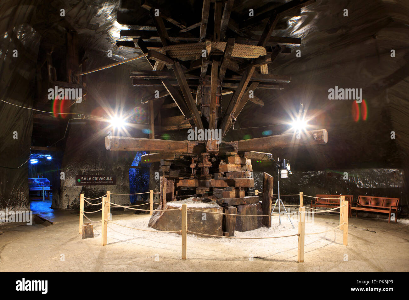 The Crivac Room (19th-century winch) at the sale mine of Salina Turda ...