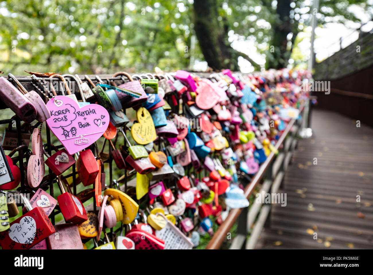 SEOUL, SOUTH KOREA - AUGUST 25, 2018: Thousands of Love locks at N ...
