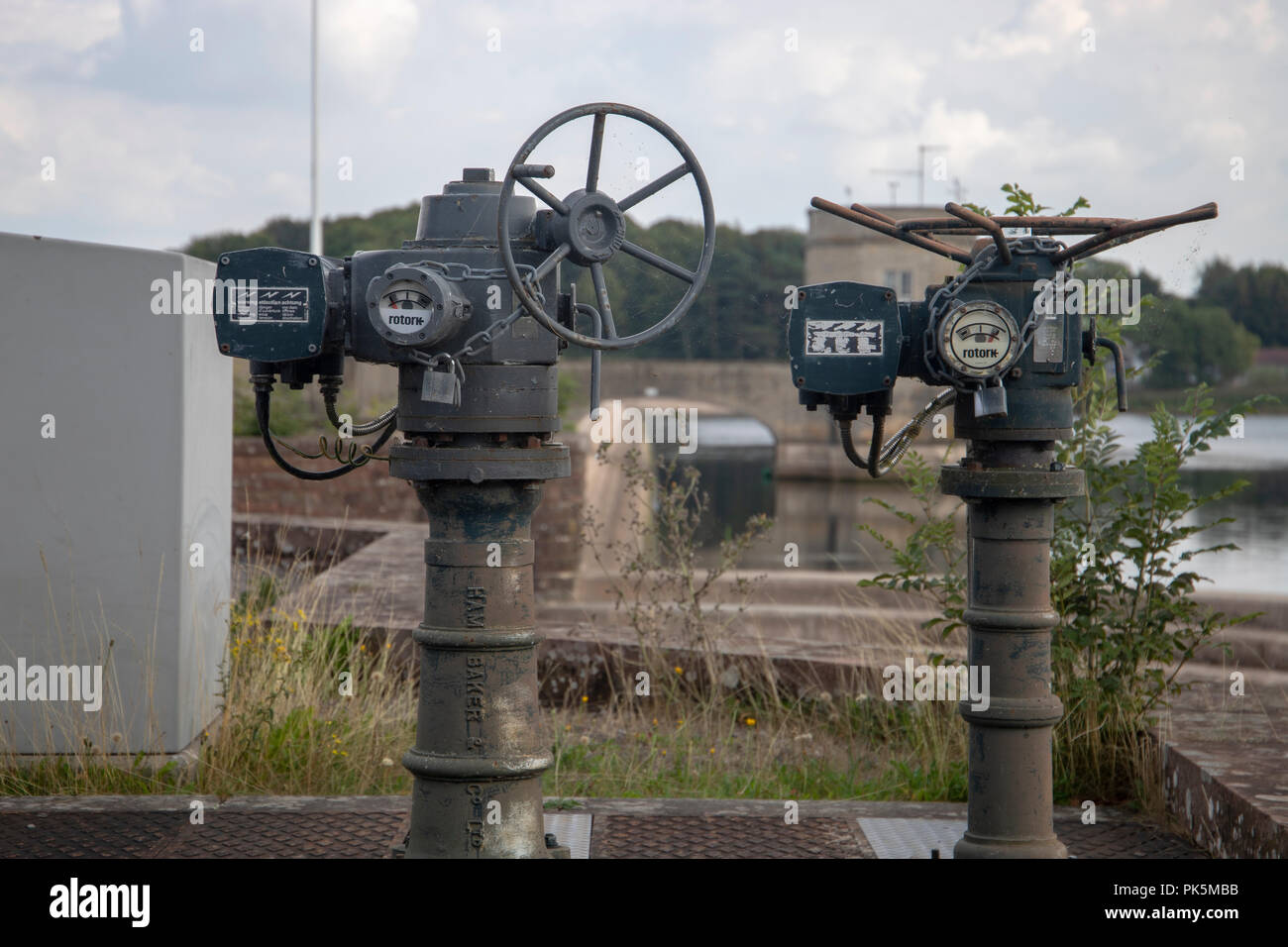 Chew Valley Lake Water Outlet Valves Stock Photo - Alamy