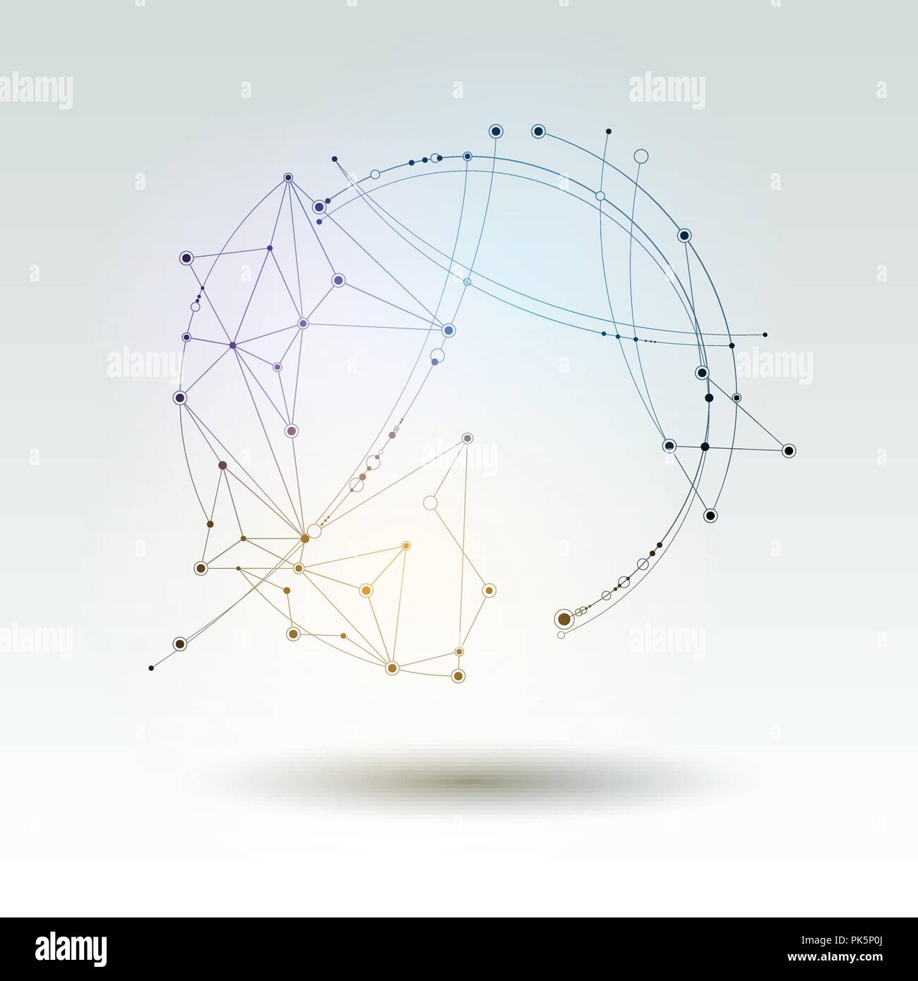 Abstract Molecules with line, node, geometric, low poly, polygon and ...