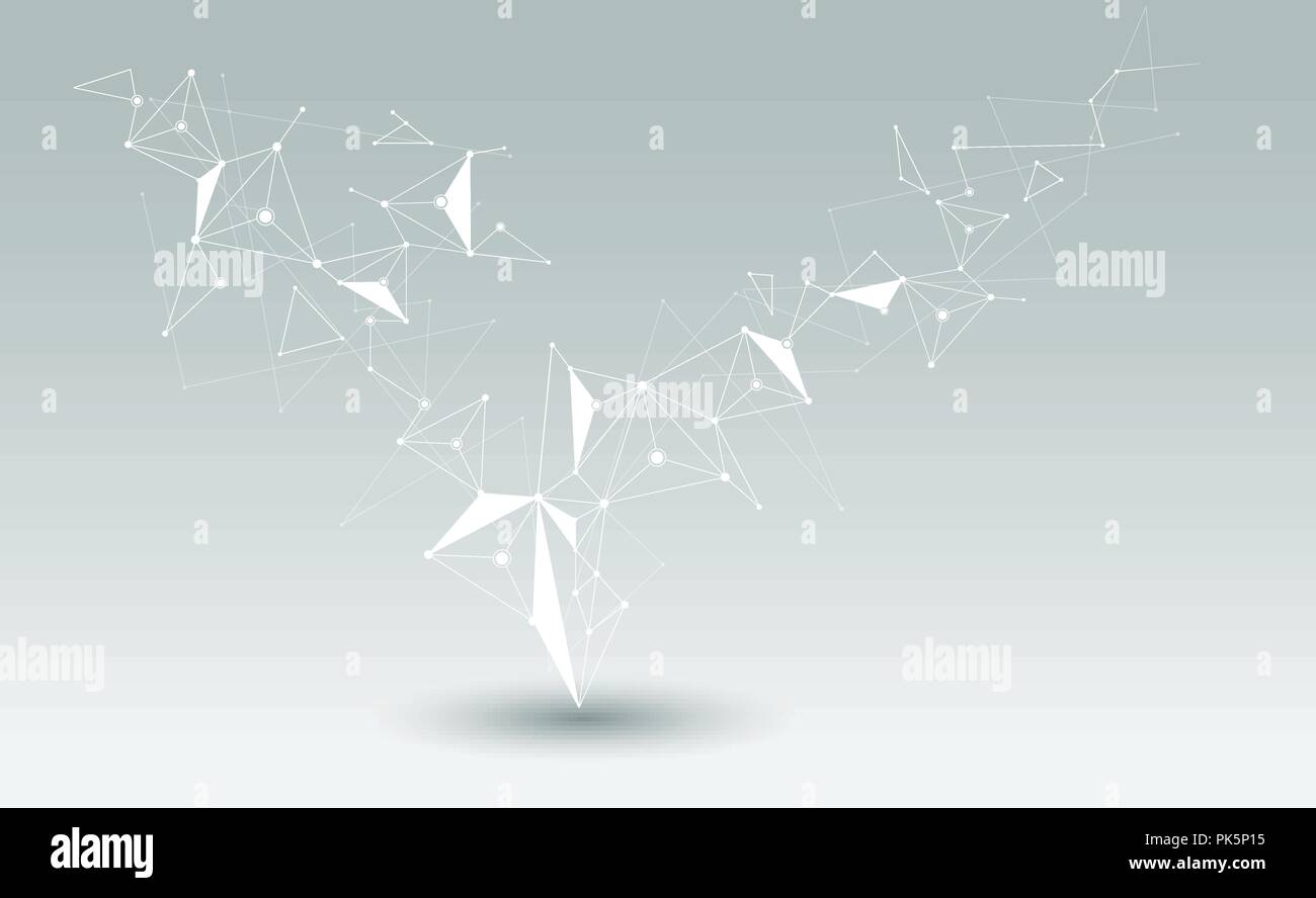 Abstract Molecules with line, node, geometric, low poly, polygon and ...