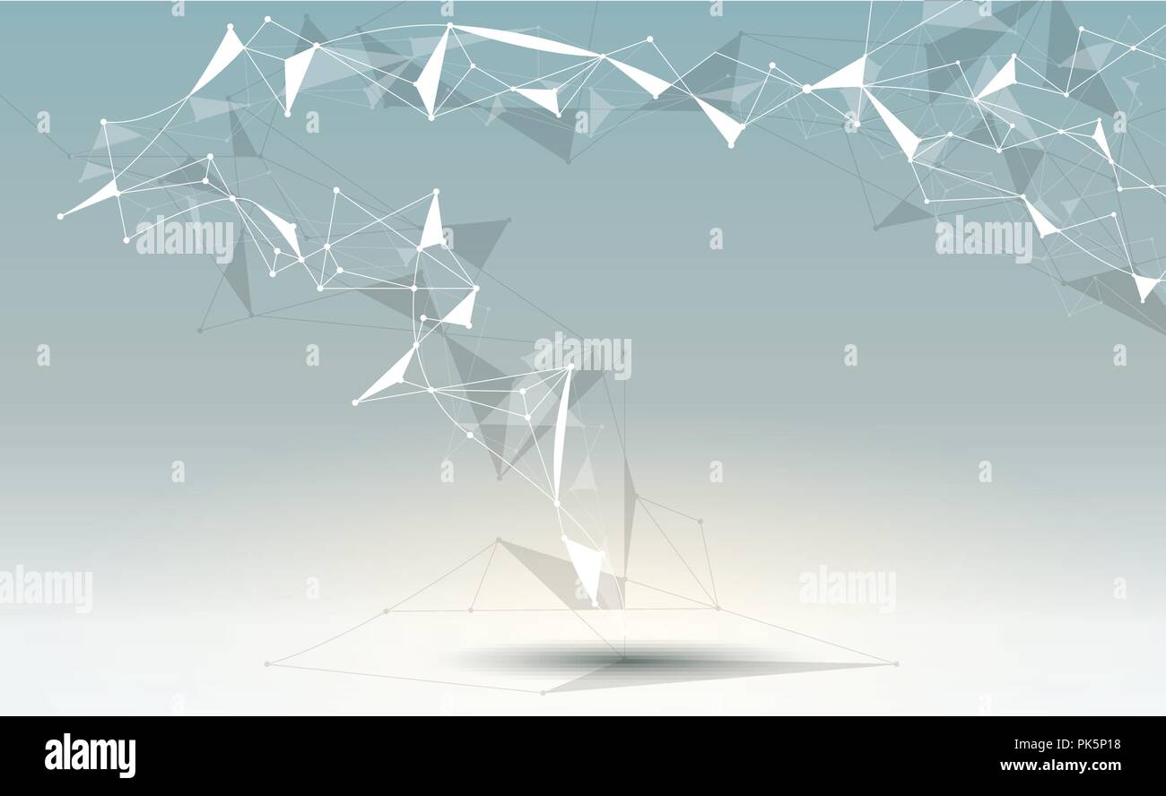 Abstract Molecules with line, node, geometric, low poly, polygon and ...