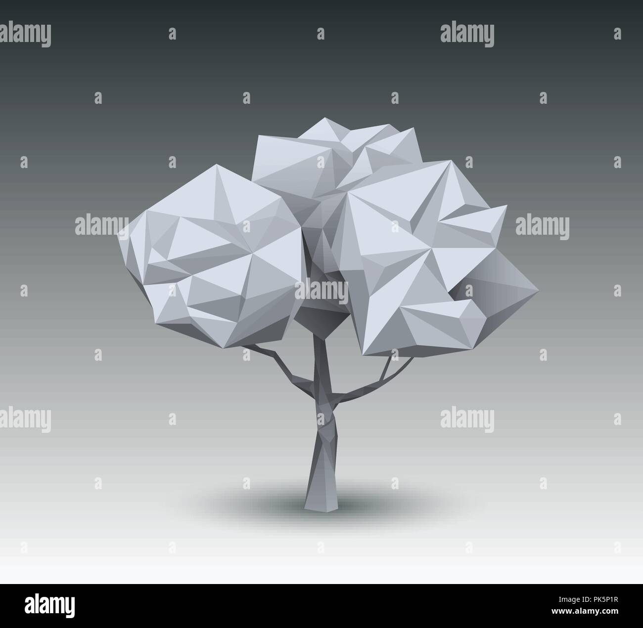 Vector abstract low poly art. Low polygonal, triangle on tree shape ...