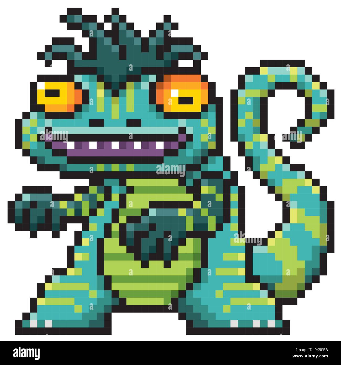 Vector illustration of Cartoon Tree Monster - Pixel design Stock Vector ...