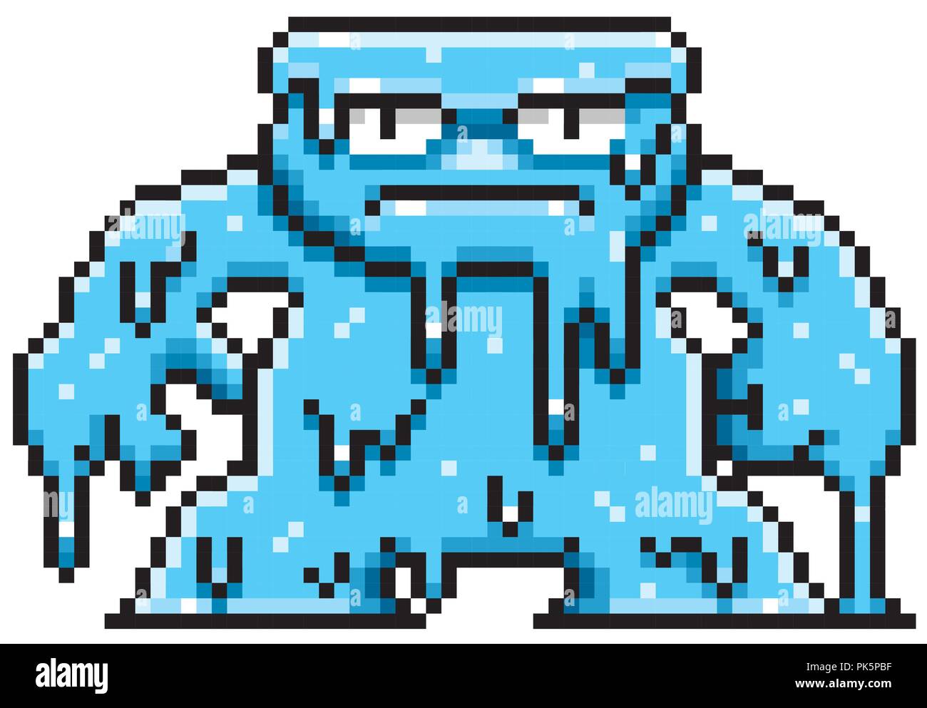 Vector illustration of Cartoon Fire Monster - Pixel design Stock Vector ...