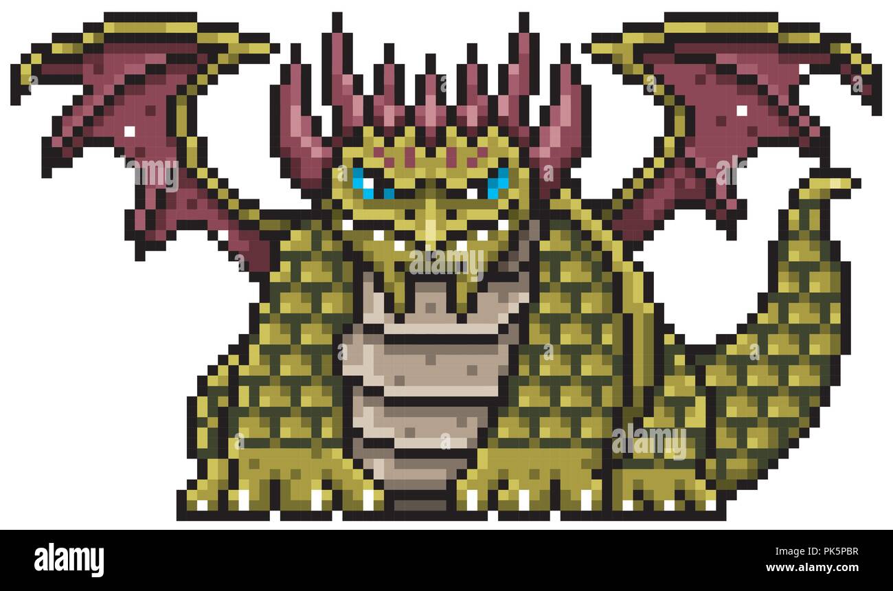 Vector illustration of Cartoon Dragon - Pixel design Stock Vector Image ...