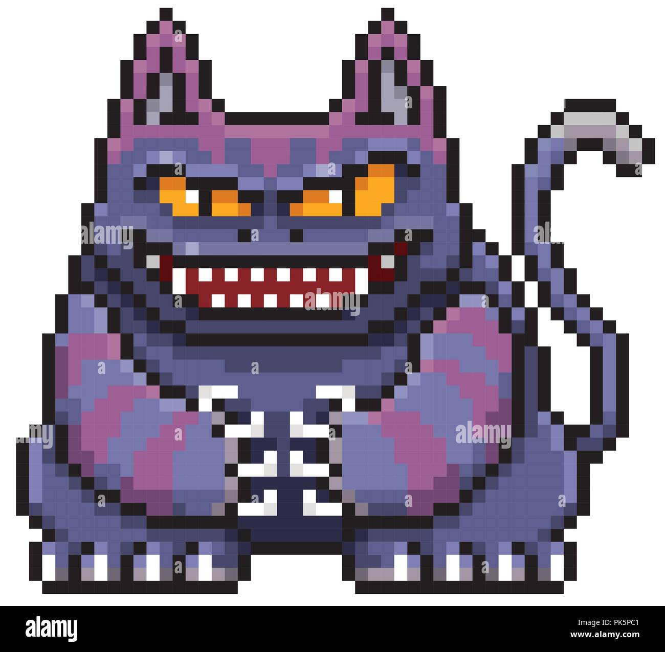 Vector illustration of Cartoon Monster Cat - Pixel design Stock Vector ...