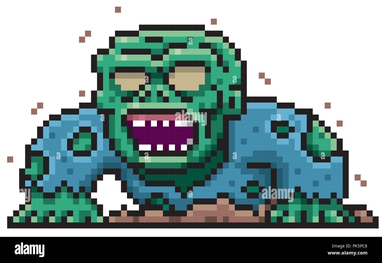 Vector illustration of Cartoon Zombie - Pixel design Stock Vector Image ...