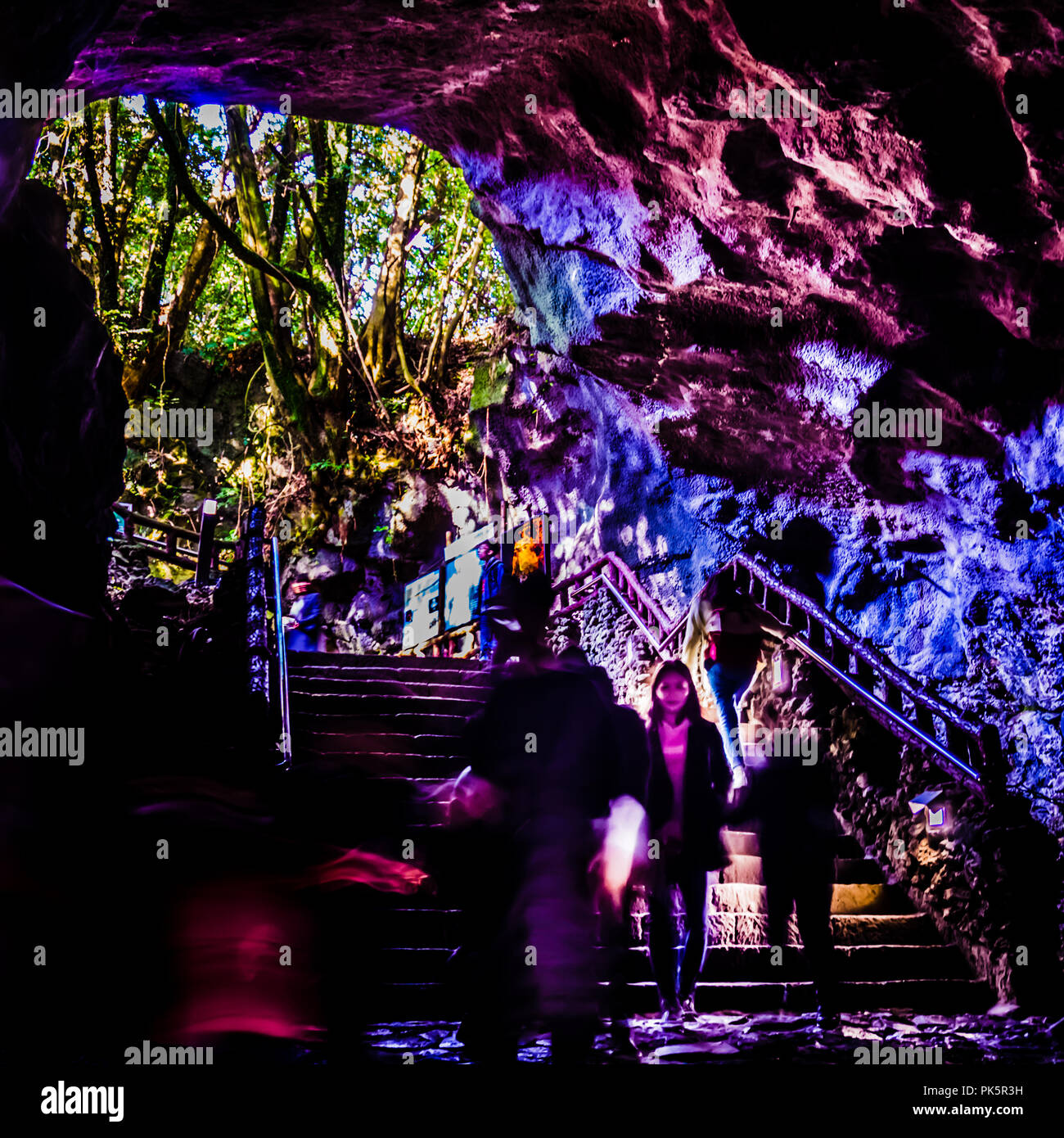 Jeju, South Korea - April 8,2018: The Manjanggul Cave is one of the ...