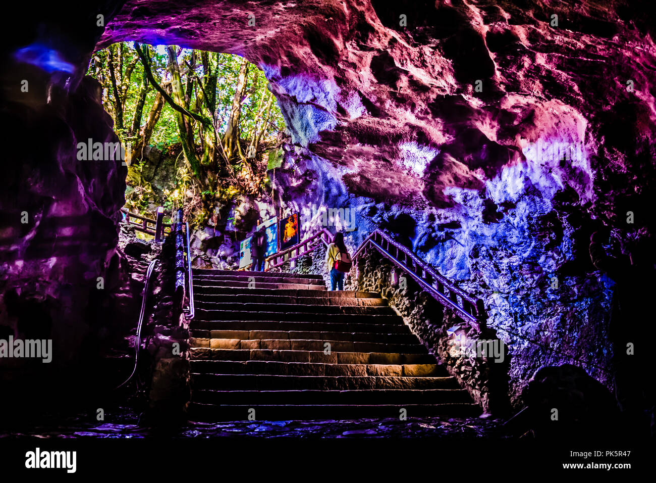 Jeju, South Korea - April 8,2018: The Manjanggul Cave is one of the ...