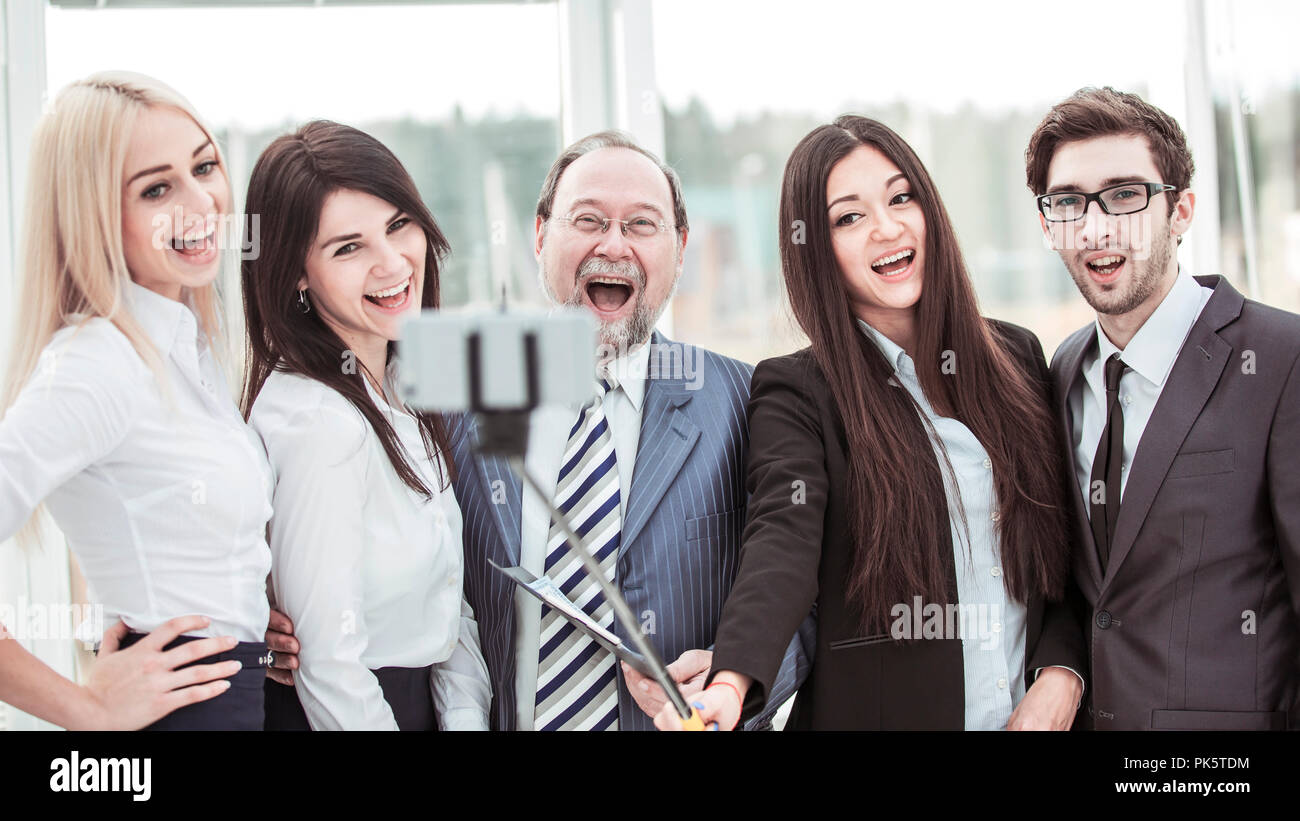successful business team is doing a selfie with her Manager Stock Photo ...
