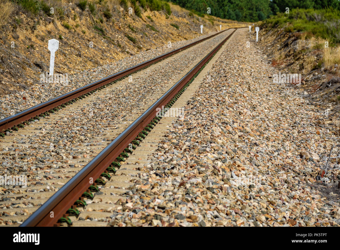 Railway detail, wide angle closeup view Stock Photo - Alamy