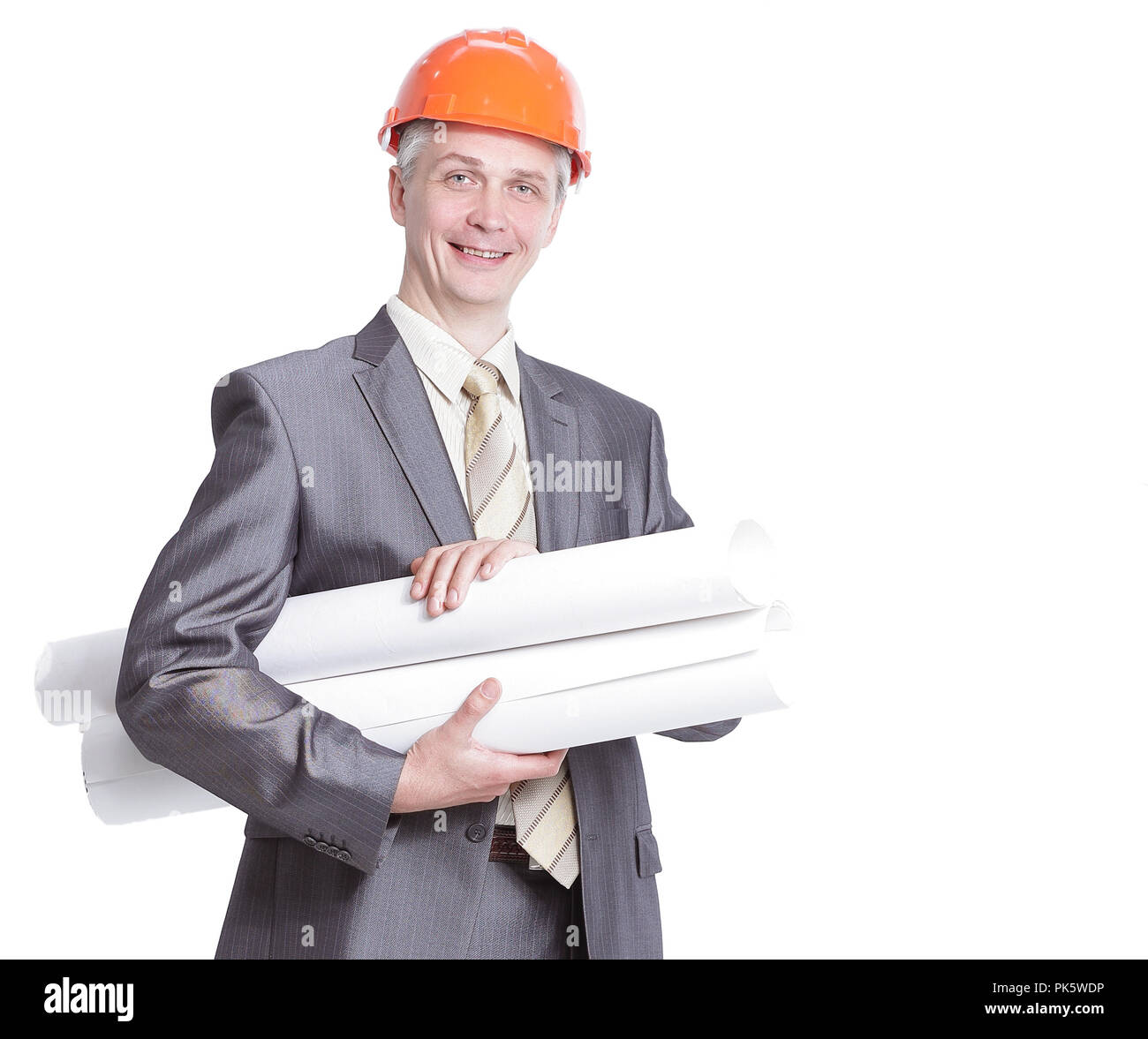 portrait of confident engineer architect with the drawings Stock Photo ...